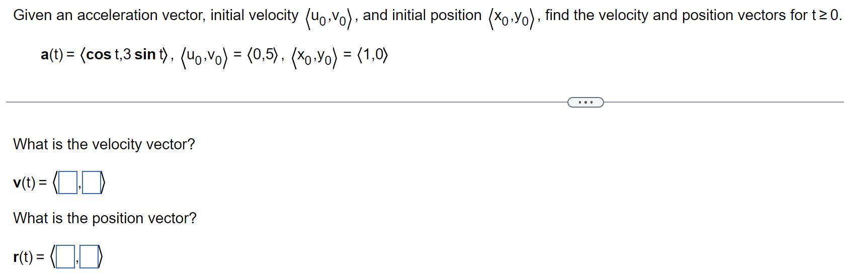 Solved Given an acceleration vector, initial velocity | Chegg.com