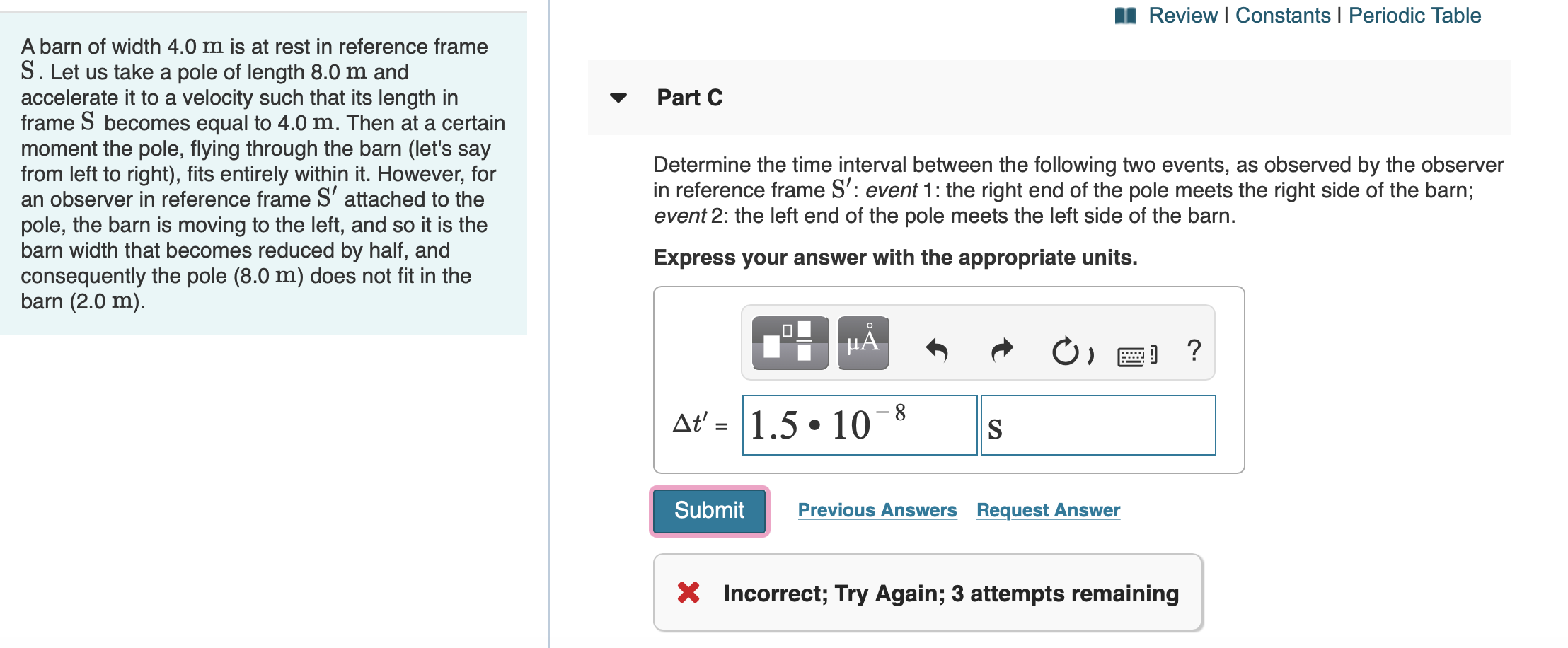 Solved Review | Constants 1 Periodic Table Part C A barn of | Chegg.com