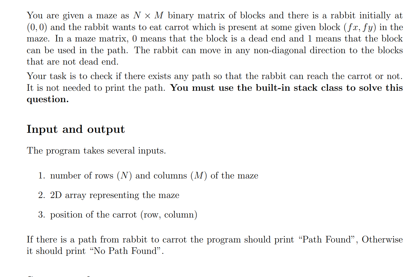 Solved You are given a maze as N X M binary matrix of blocks | Chegg.com
