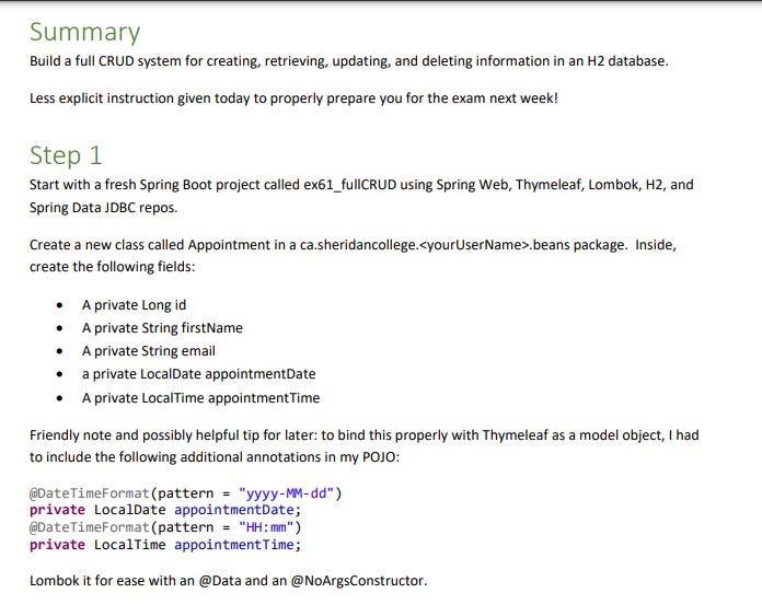 Solved Summary Build a full CRUD system for creating, | Chegg.com