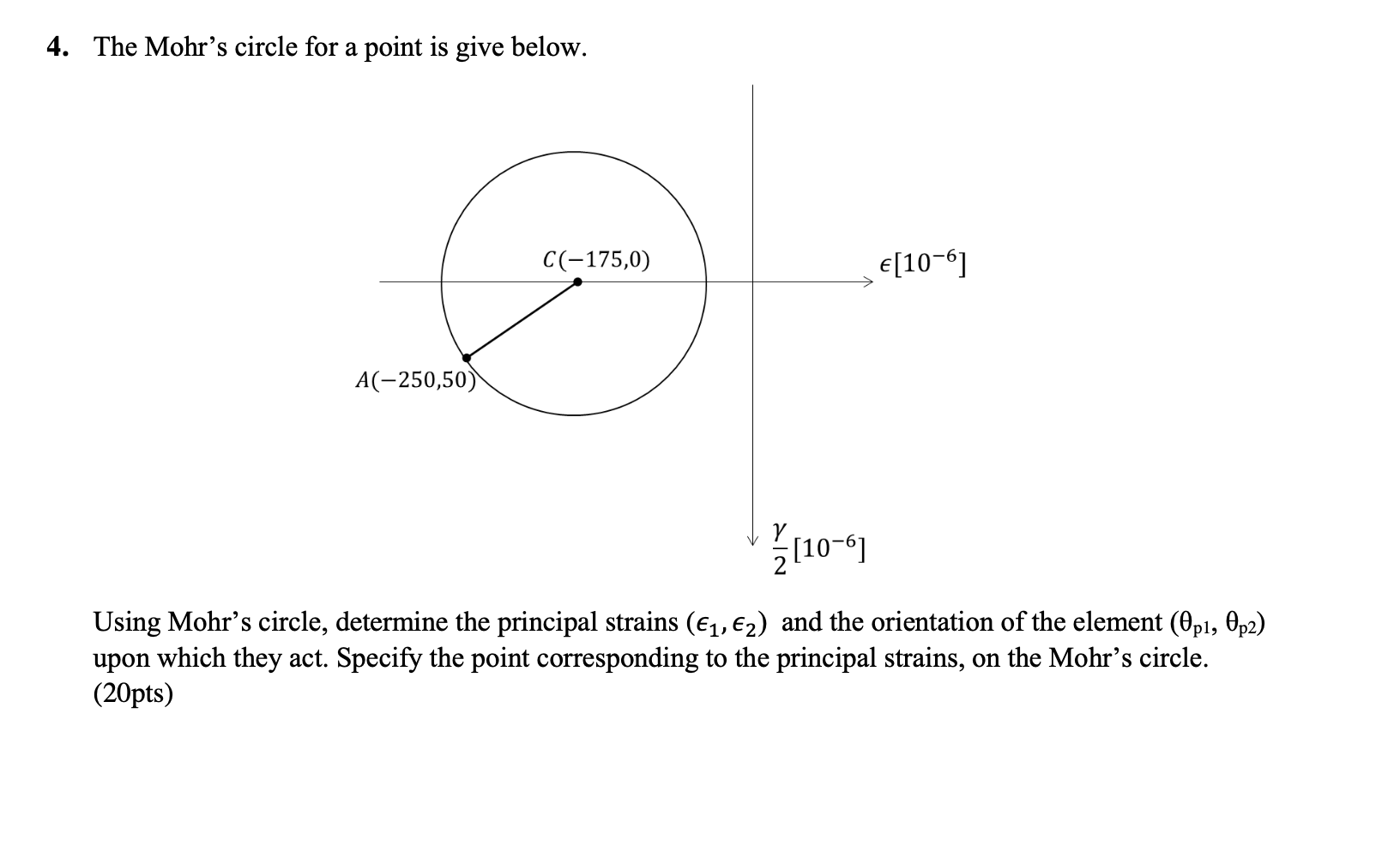 Solved Using Mohr’s circle, determine the principal strains | Chegg.com