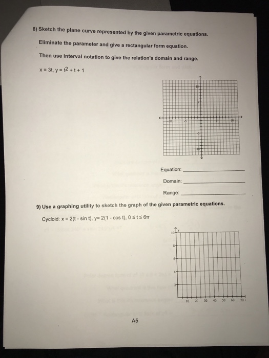 Solved 8) Sketch the plane curve represented by the given | Chegg.com