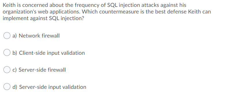 Solved Keith is concerned about the frequency of SQL | Chegg.com