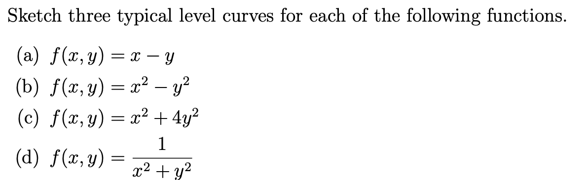Solved Sketch three typical level curves for each of the | Chegg.com