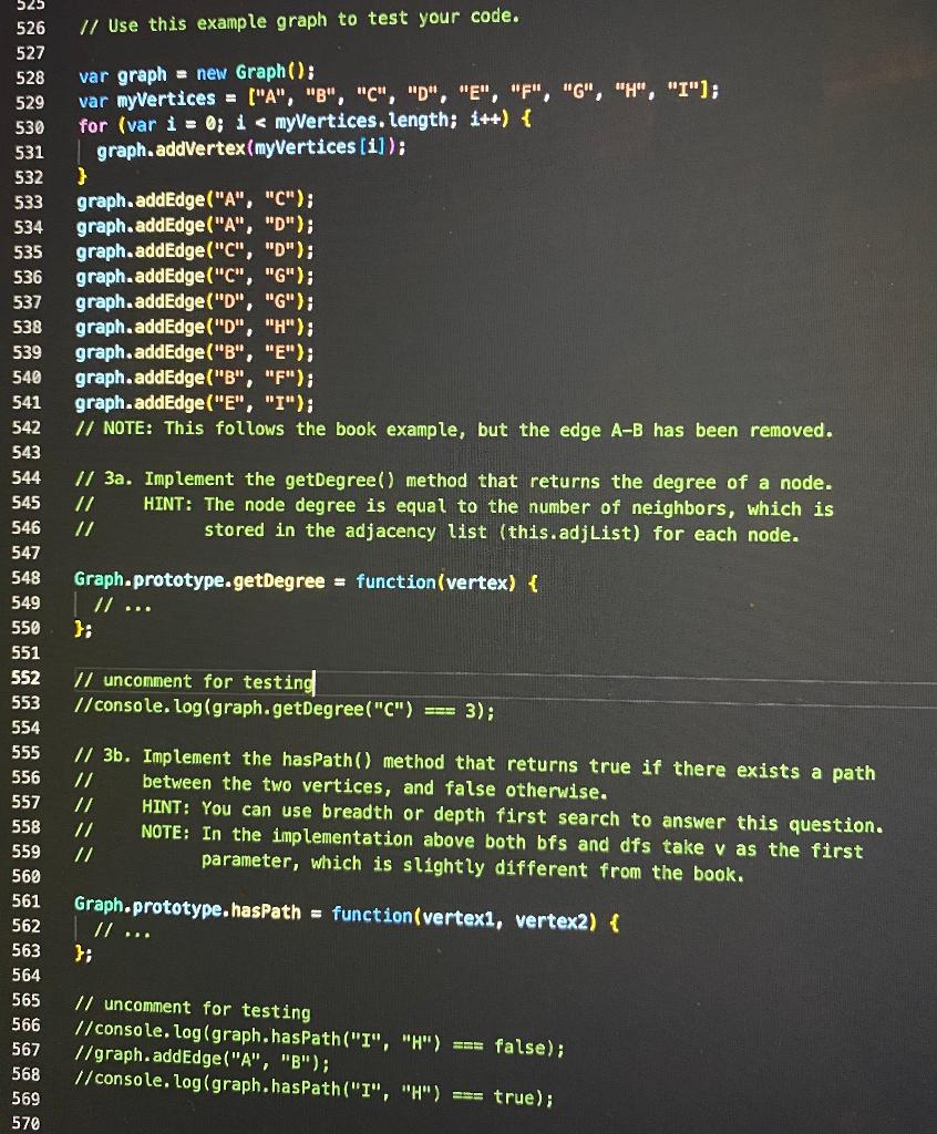 Solved // Use this example graph to test your code. var | Chegg.com