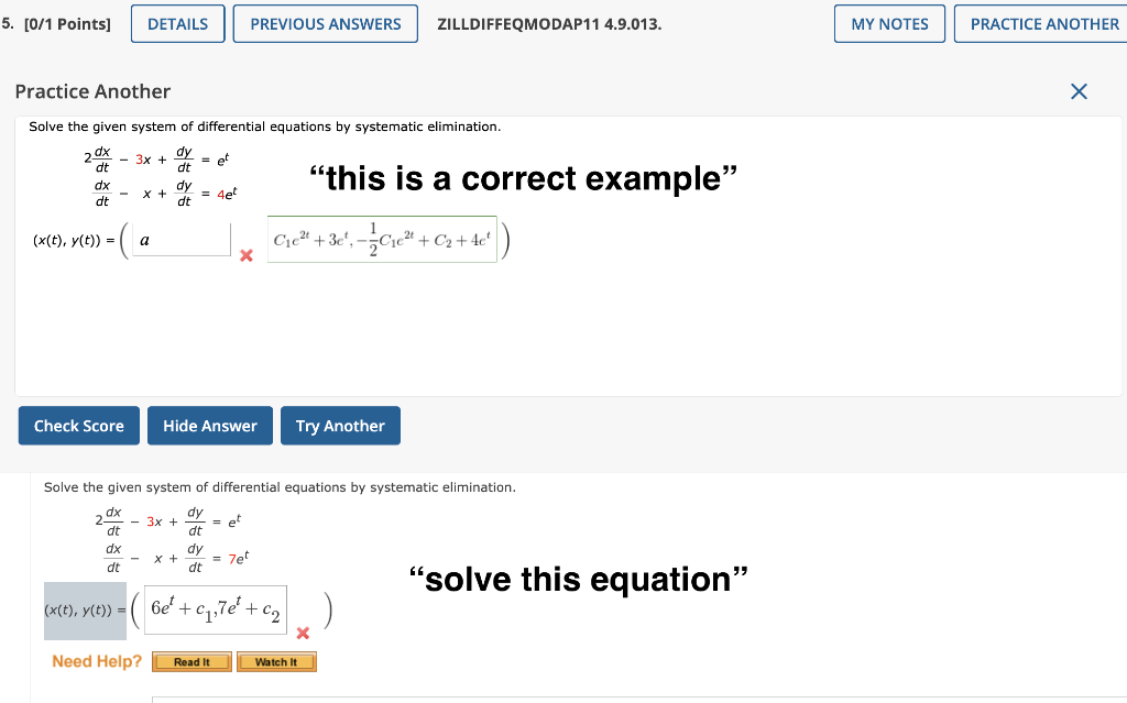 Solved Differential Equations Solve the given system of | Chegg.com