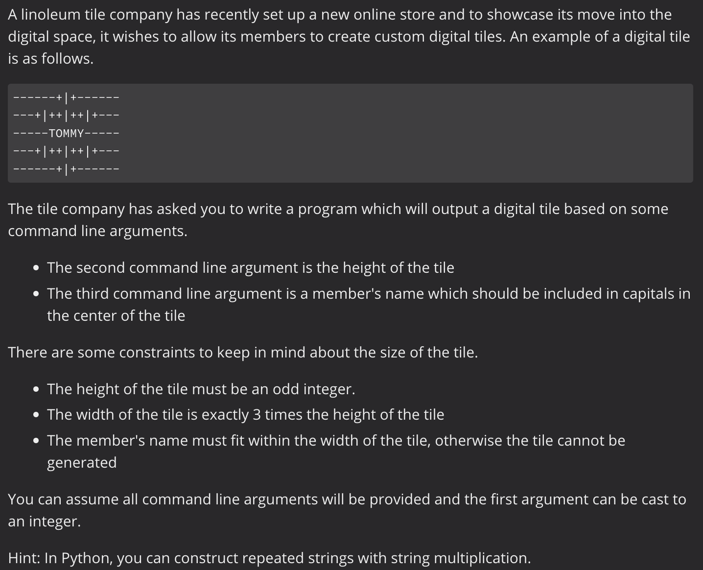 Solved Example Python Tile Py 4 Tommy Error Tile Height