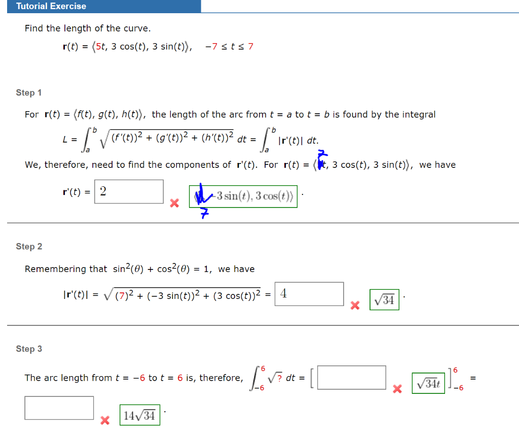 Solved Tutorial Exercise Find The Length Of The Curve R T