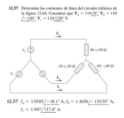 Solved Find the line currents of the trifasic circuit, | Chegg.com