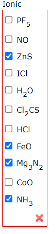 Solved Predict which of the following compounds are ionic | Chegg.com