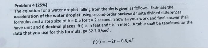Solved Problem 4 (25%) The equation for a water droplet | Chegg.com