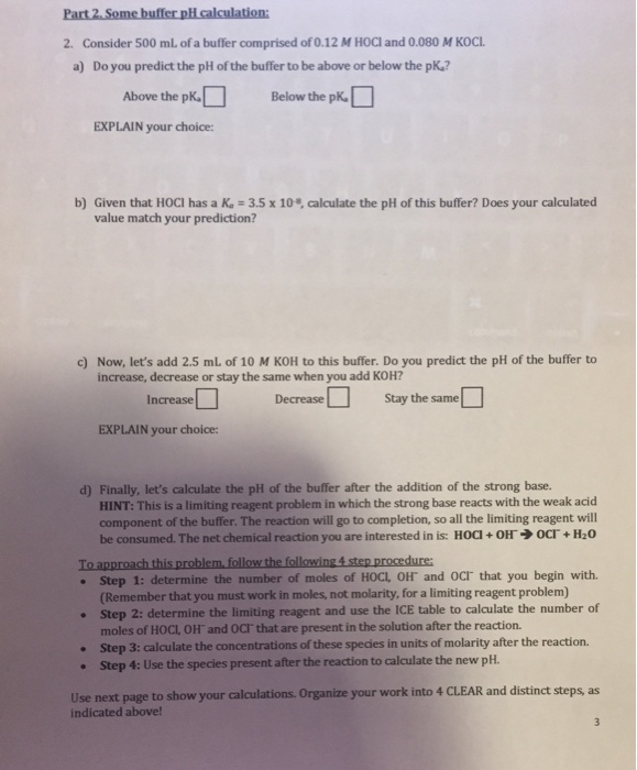 Solved Consider 500 mL of a buffer comprised of 0.12 M HOCI | Chegg.com