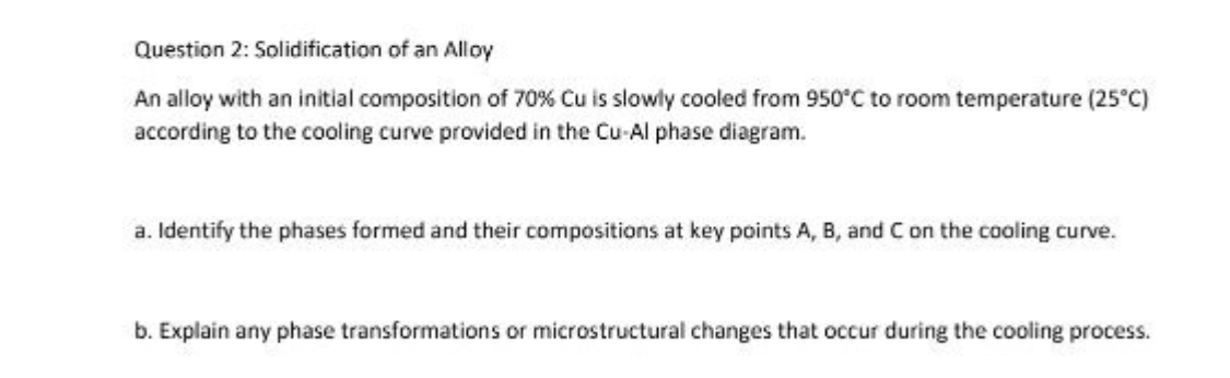 Question 2: Solidification of an AlloyAn alloy with | Chegg.com