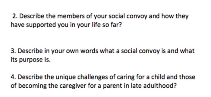 Solved 2. Describe the members of your social convoy and how | Chegg.com