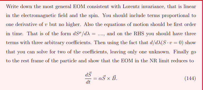 Write down the most general EOM consistent with | Chegg.com