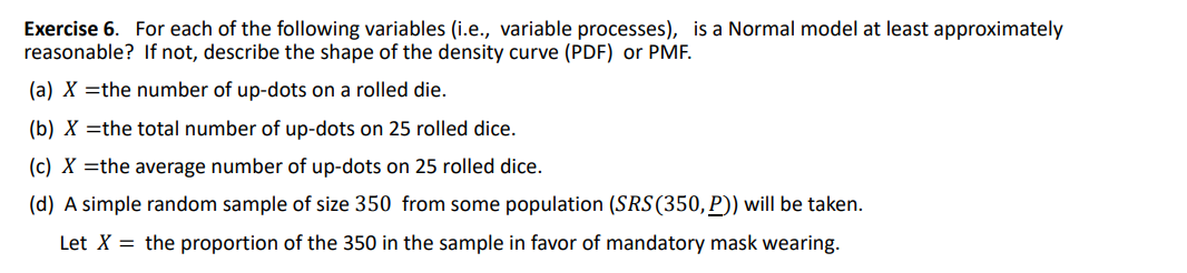 Solved Exercise 6. For each of the following variables | Chegg.com