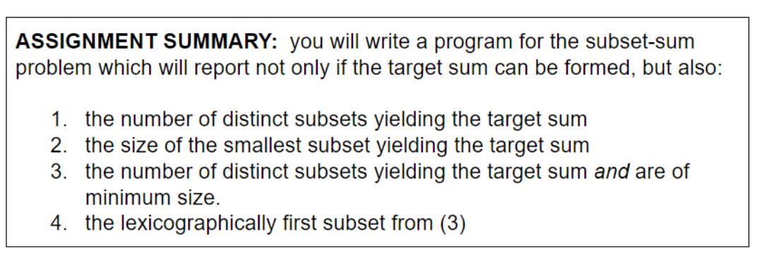 Solved ASSIGNMENT SUMMARY: you will write a program for the | Chegg.com