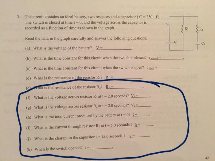 Solved 3. The circuit contains an ideal battery, two | Chegg.com