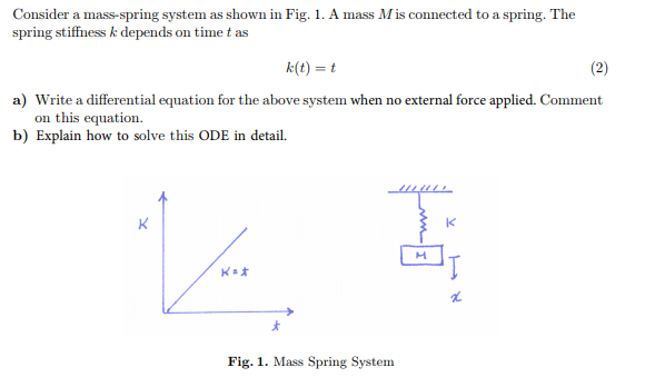 Solved Consider a mass-spring system as shown in Fig. 1. A | Chegg.com