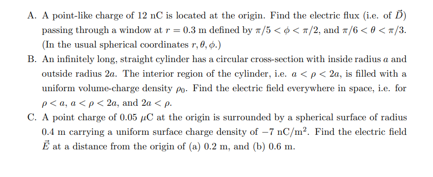 A. ﻿A point-like charge of 12nC ﻿is located at the | Chegg.com