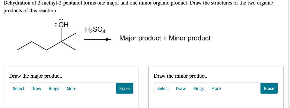 Solved Dehydration of 2‑methyl‑2‑pentanol forms one major | Chegg.com