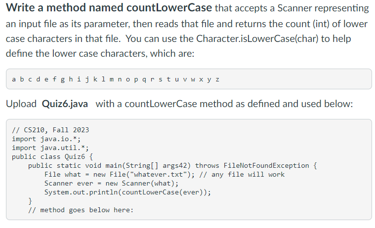 Write a method named countLowerCase that accepts a | Chegg.com