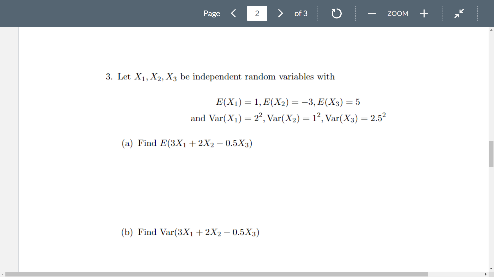 Solved Let X1, X2, X3 be independent random variables | Chegg.com