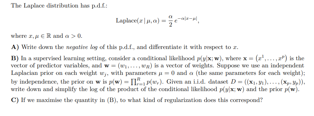 Solved The Laplace distribution has p.d.f.: | Chegg.com