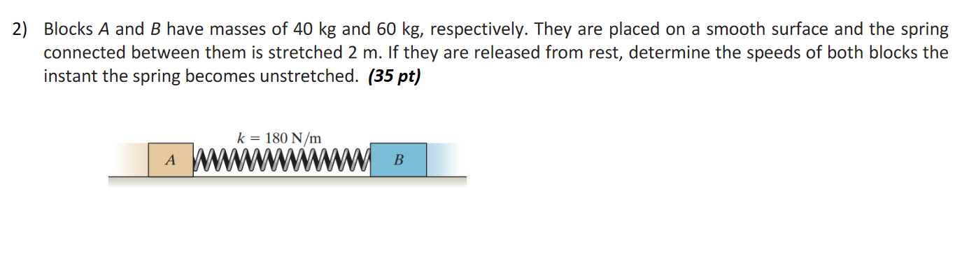 Solved 2) Blocks A and B have masses of 40 kg and 60 kg, | Chegg.com