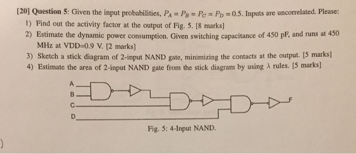 Solved [20] Question 5 Given the input probabilities, P-Pa = | Chegg.com