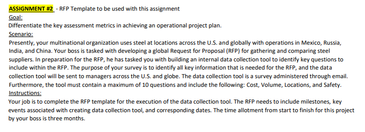 ASSIGNMENT #2 - RFP Template to be used with this | Chegg.com