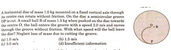 Solved 0.B A horizontal disc of mass 1.0 kg mounted on a | Chegg.com