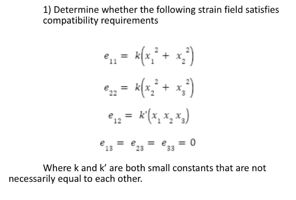 Solved Determine whether the following strain field | Chegg.com