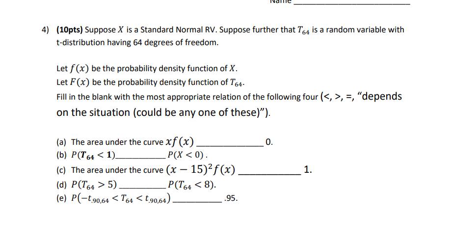 Solved 4) (10pts) Suppose X is a Standard Normal RV. Suppose | Chegg.com