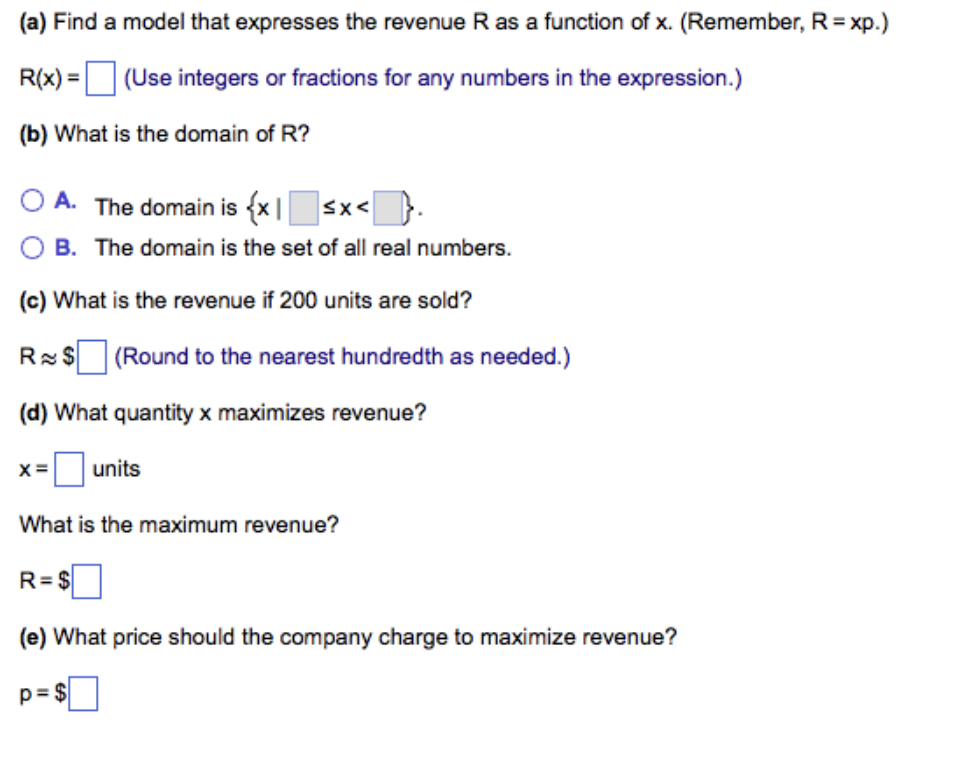 Solved (a) Find a model that expresses the revenue R as a | Chegg.com