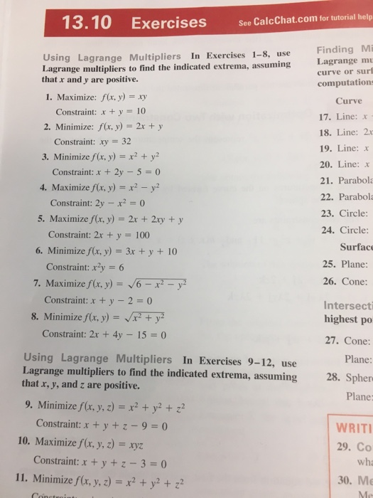 Solved 13.10 Ex See CalcChat.com for tutorial help Finding | Chegg.com