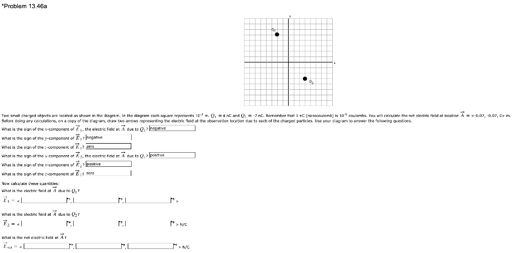 Solved *Problem 13.46a Two small charged objects are located | Chegg.com