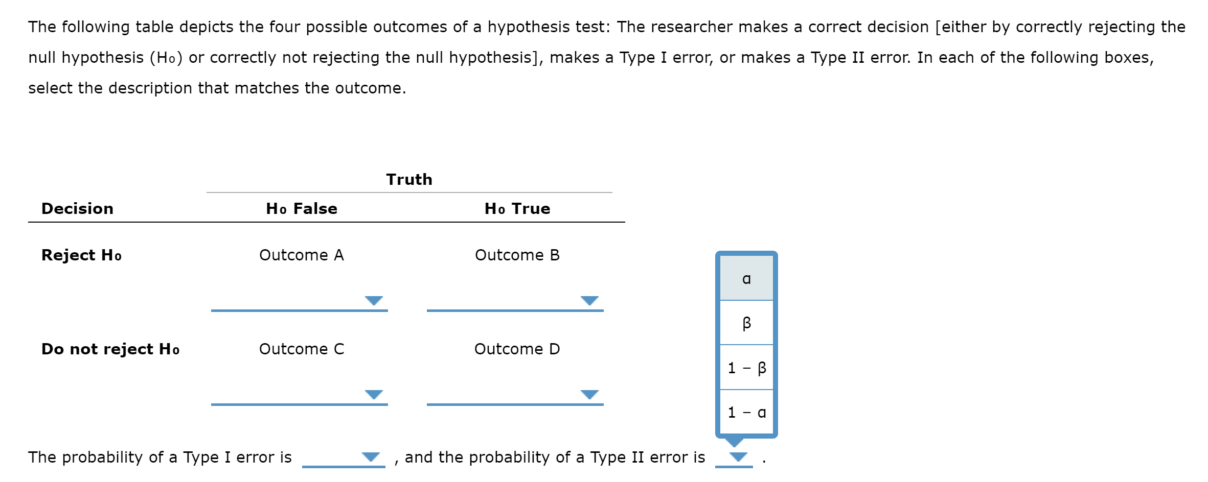 Solved The following table depicts the four possible | Chegg.com