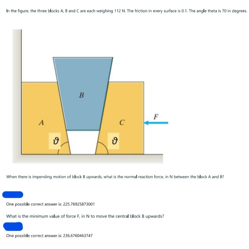 Solved In the figure, the three blocks A, B and C are each | Chegg.com