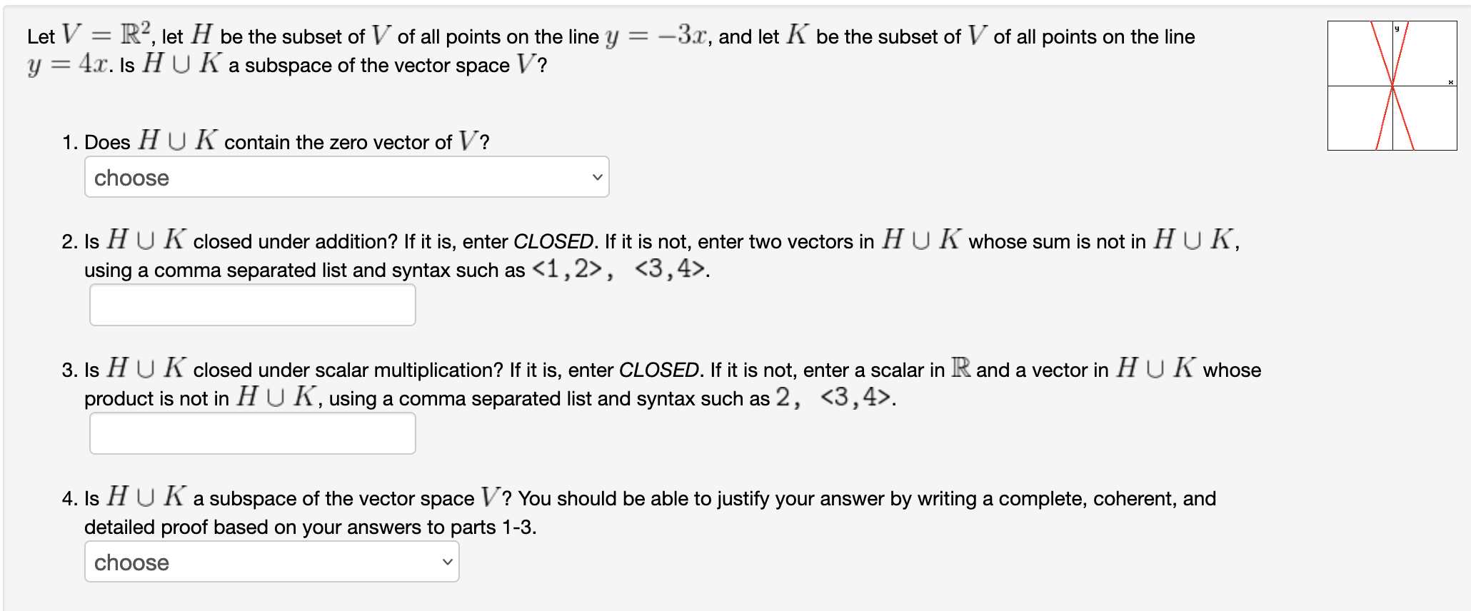 Solved Let V=R2, let H be the subset of V of all points on | Chegg.com Solved Let V=R2, let H be the subset of V of all points on | Chegg.com