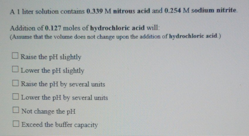 Solved A 1 liter solution contains 0.339 M nitrous acid and | Chegg.com