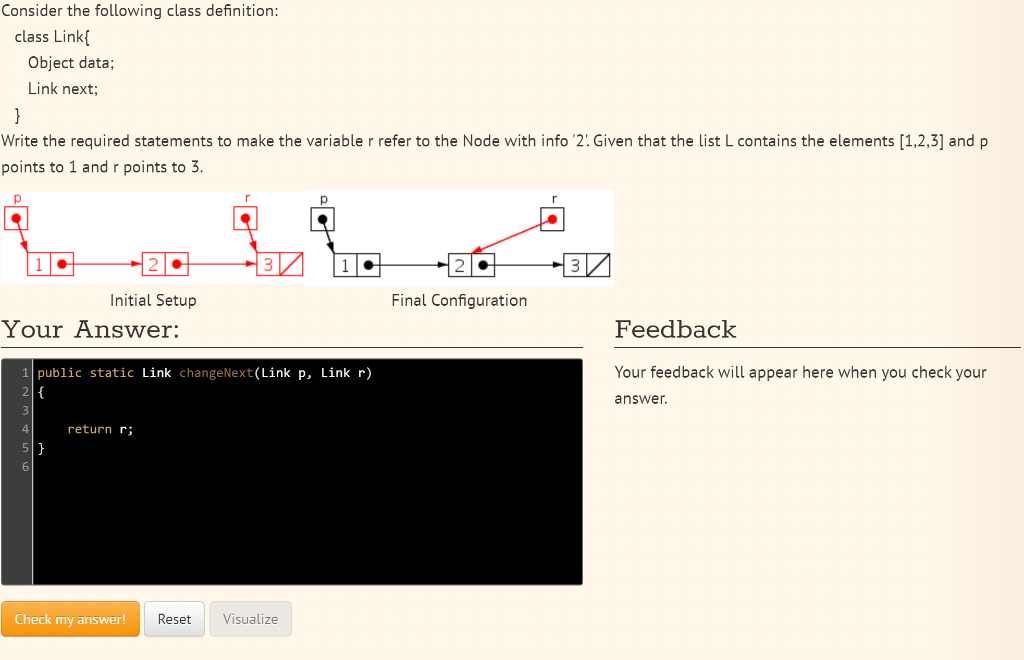 Solved Consider The Following Class Definition Class Link{