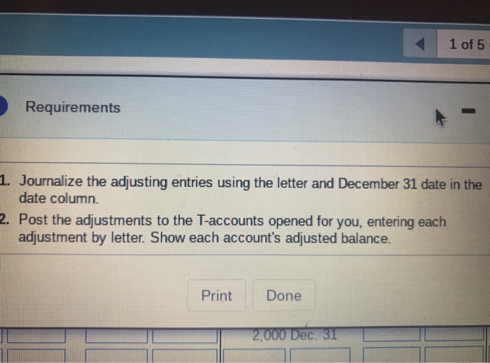 Solved 1 of 5 Requirements 1. Journalize the adjusting | Chegg.com Solved 1 of 5 Requirements 1. Journalize the adjusting | Chegg.com