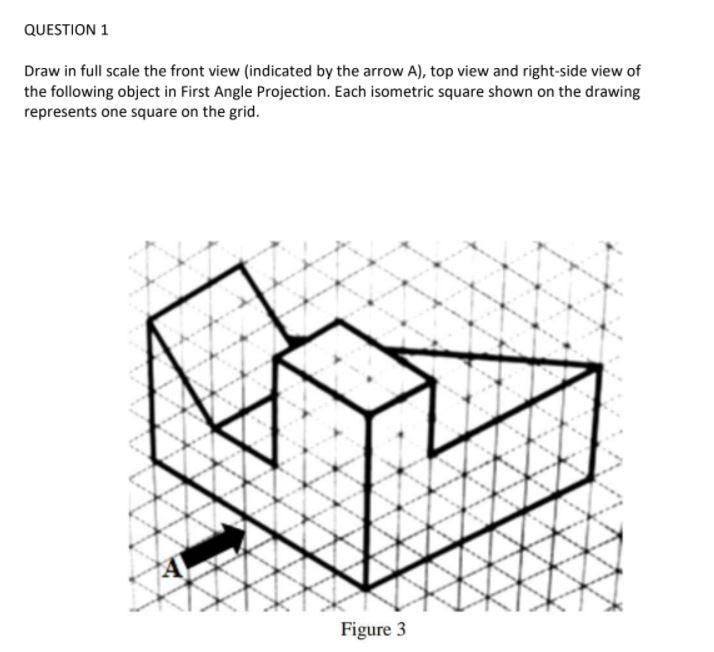 Solved QUESTION 1 Draw in full scale the front view | Chegg.com