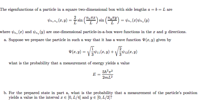 Solved The eigenfunctions of a particle in a square | Chegg.com