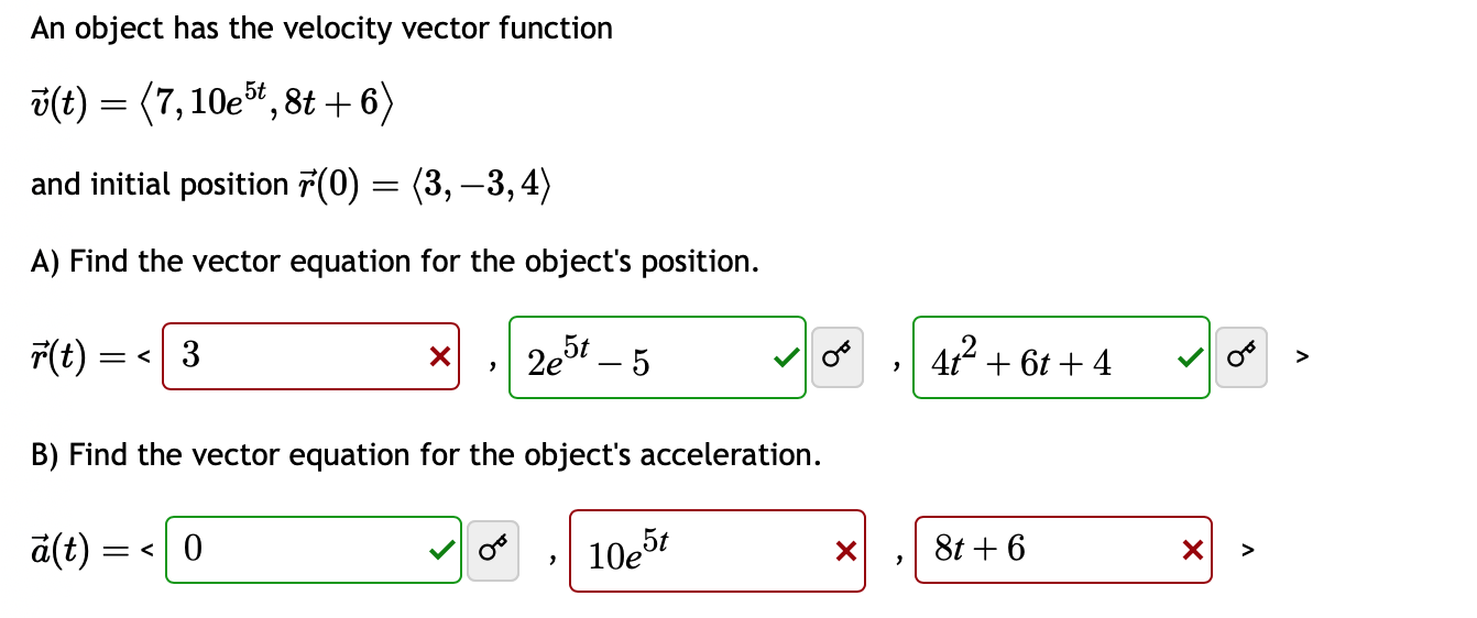 Solved An object has the velocity vector | Chegg.com