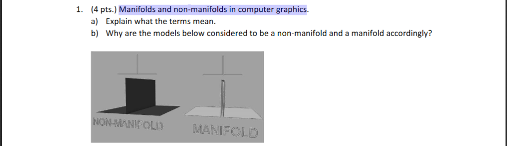 Solved (4 pts.) Manifolds and non-manifolds in computer | Chegg.com