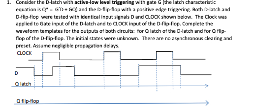 Consider the D-latch with active-low level triggering | Chegg.com