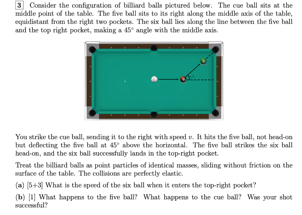 Solved 3 Consider the configuration of billiard balls | Chegg.com