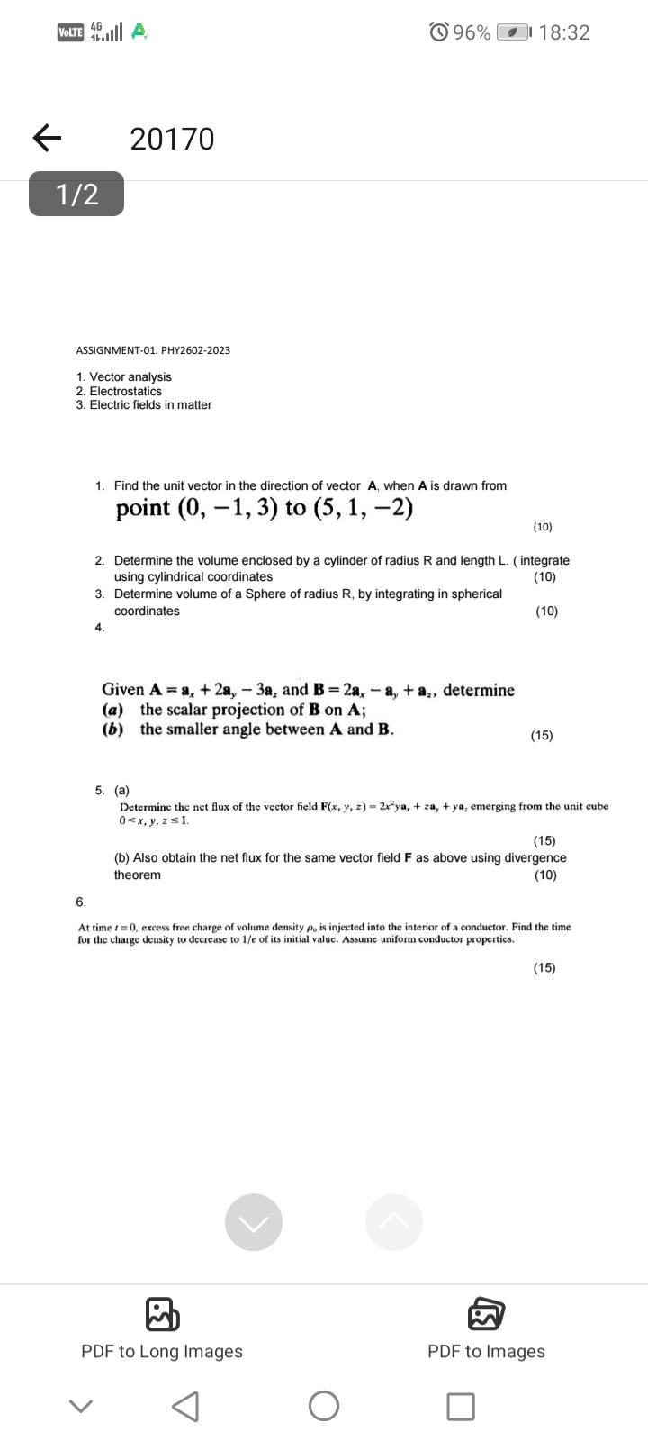Solved 1 Find The Unit Vector In The Direction Of Vector A